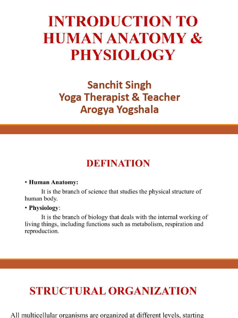 Anatomy Physiology Introduction | PDF | Self-Improvement