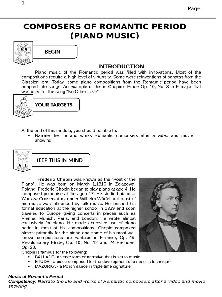 Romantic Period Piano Composers | PDF | Robert Schumann | Frédéric Chopin