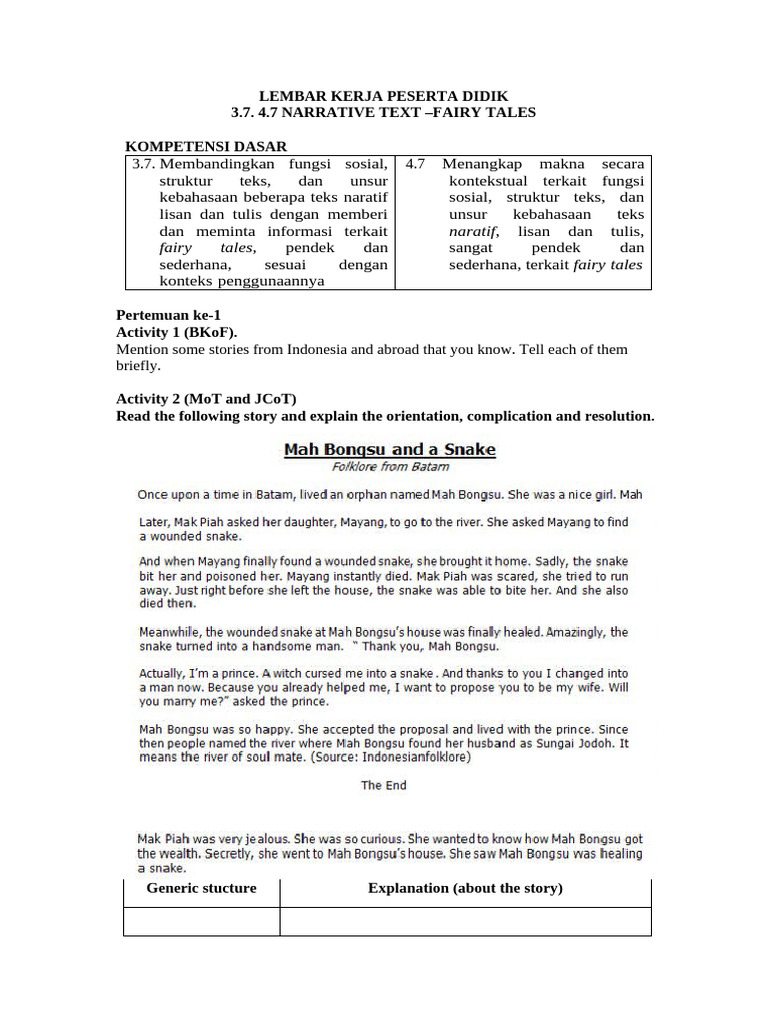 LKPD Narrative | PDF | Foreign Language Studies | General Fiction