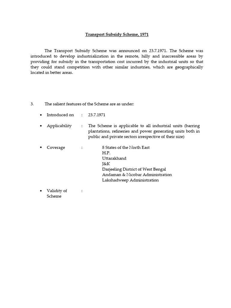 Transport Subsidy Scheme Overview | PDF | Government | Economies