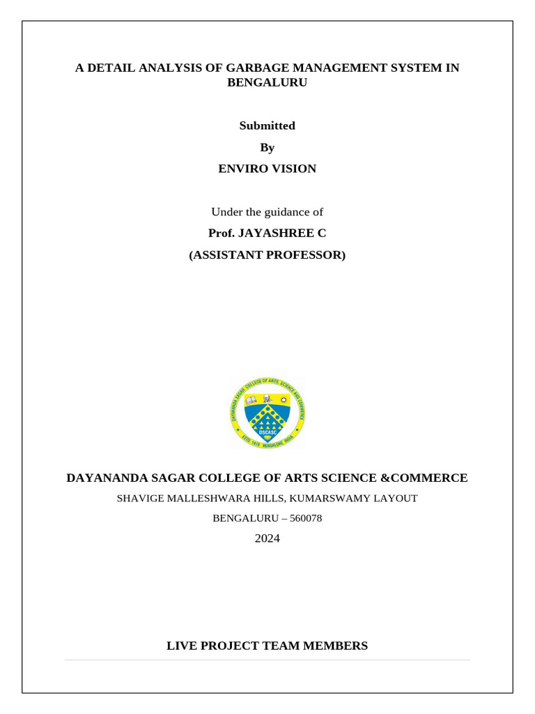 Live Project Final | PDF | Waste Management | Waste