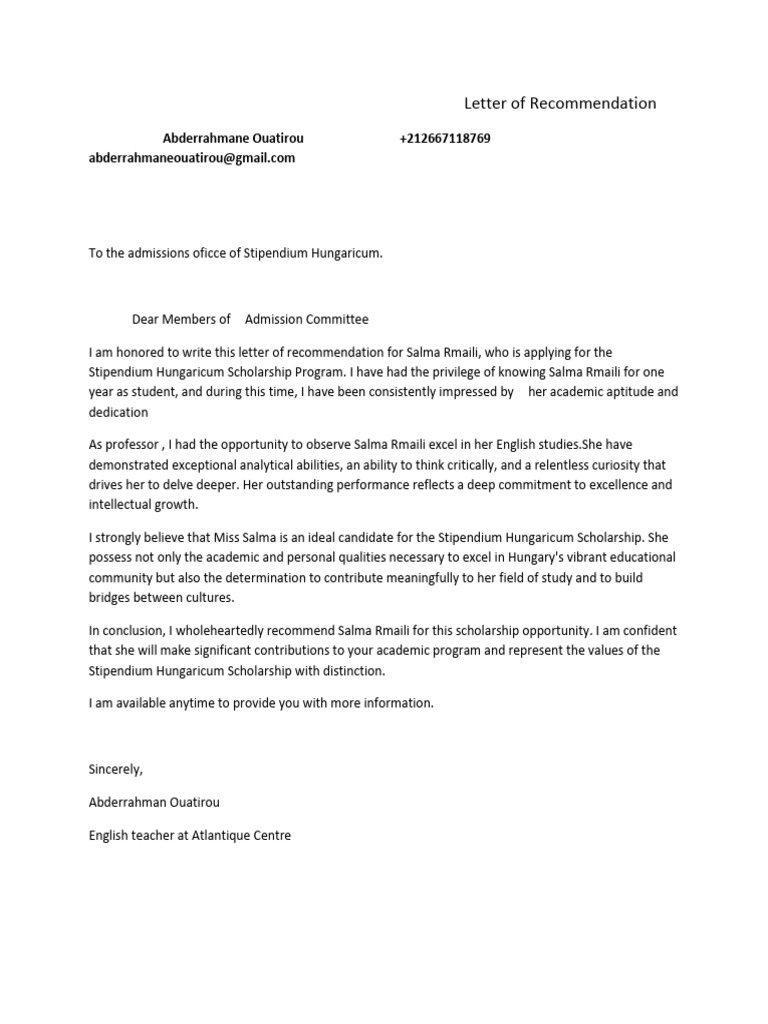 Letter of Recommendation2 | PDF