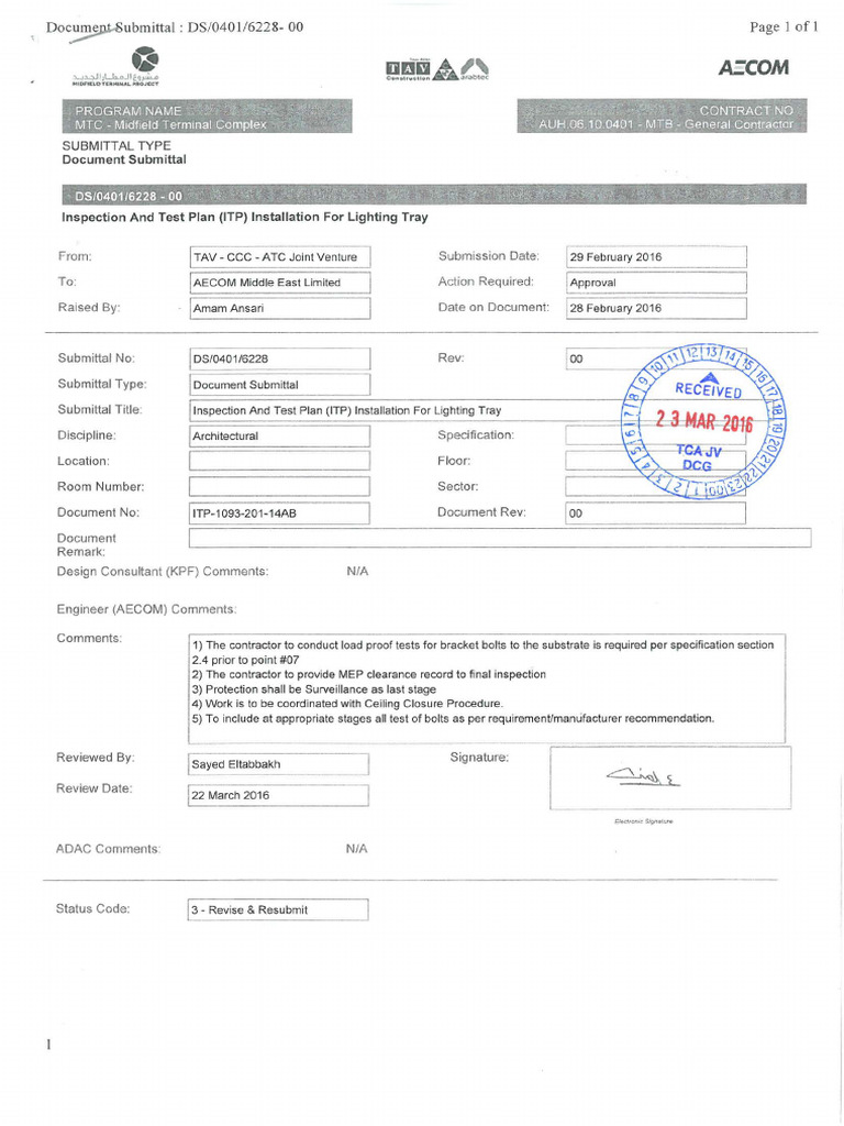 ITP 1093 201 14AB V00.C (Inspection and Test Plan (ITP) Installation ...