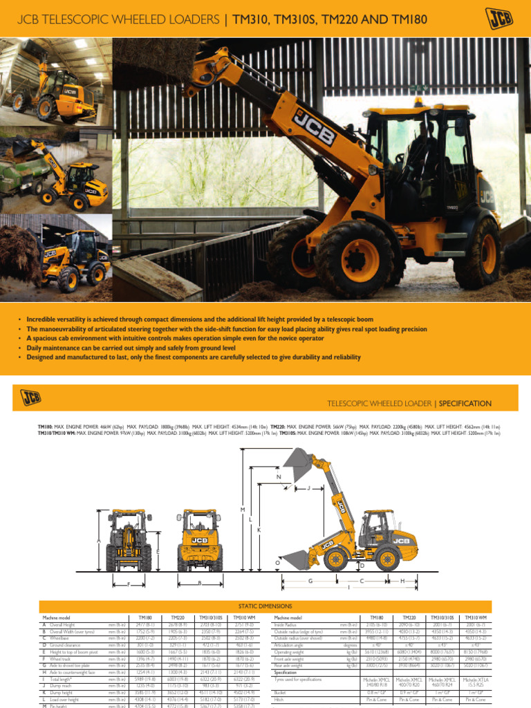JCB TM 310 Spec | PDF | Horsepower | Brake