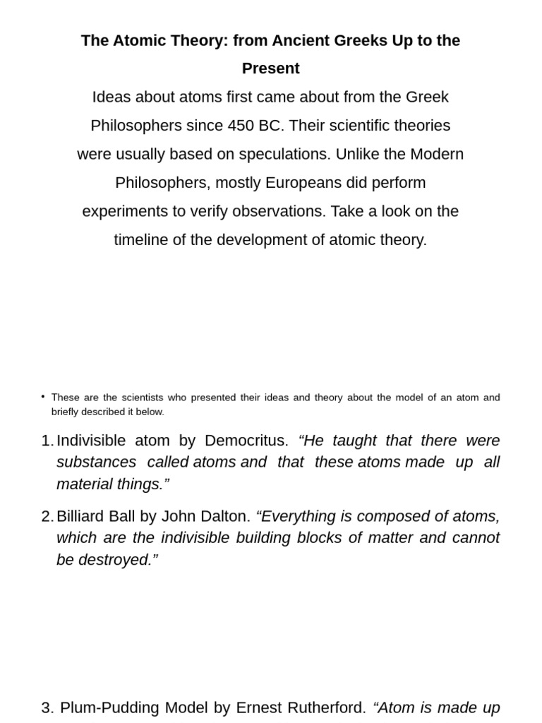 Q1 The Atomic Theory | PDF | Atomic Orbital | Atoms