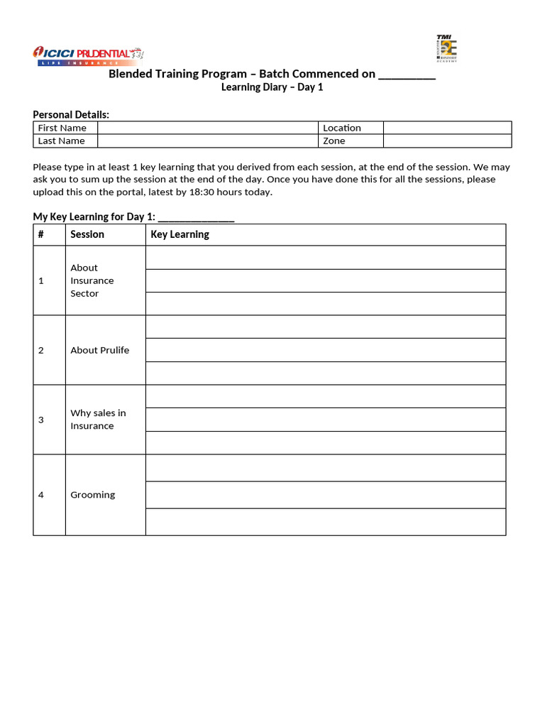 Ipru Learner - S Diary-D1 (8) (2) 4 | PDF | Self-Improvement