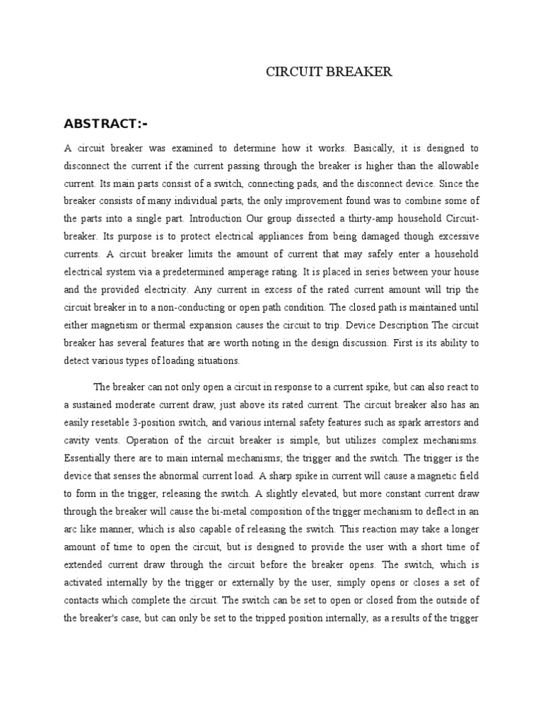 Circuit Breaker | PDF | Switch | Electric Current