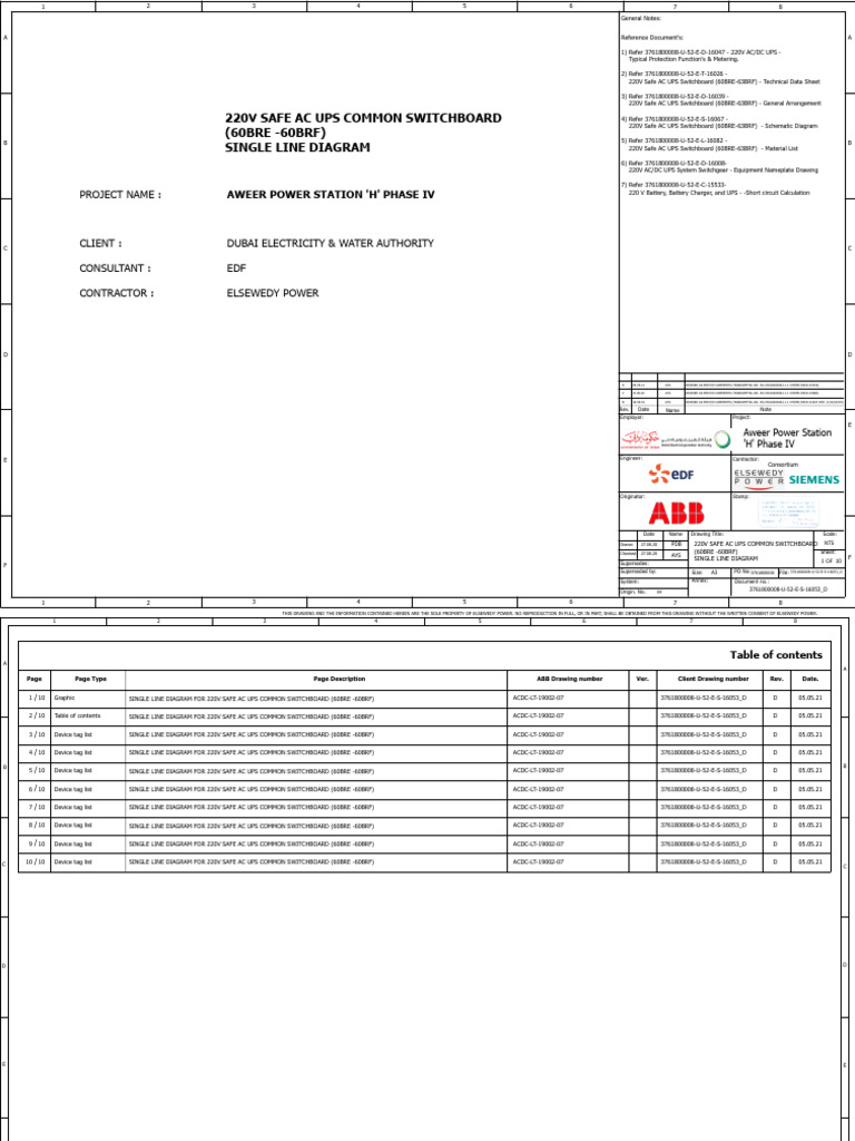 220V SAFE AC UPS Common Switchboard (60BRE - 60BRF) - Single Line ...