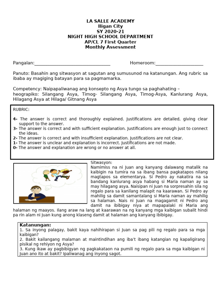 g7 1st Quarter Monthly Assessment | PDF