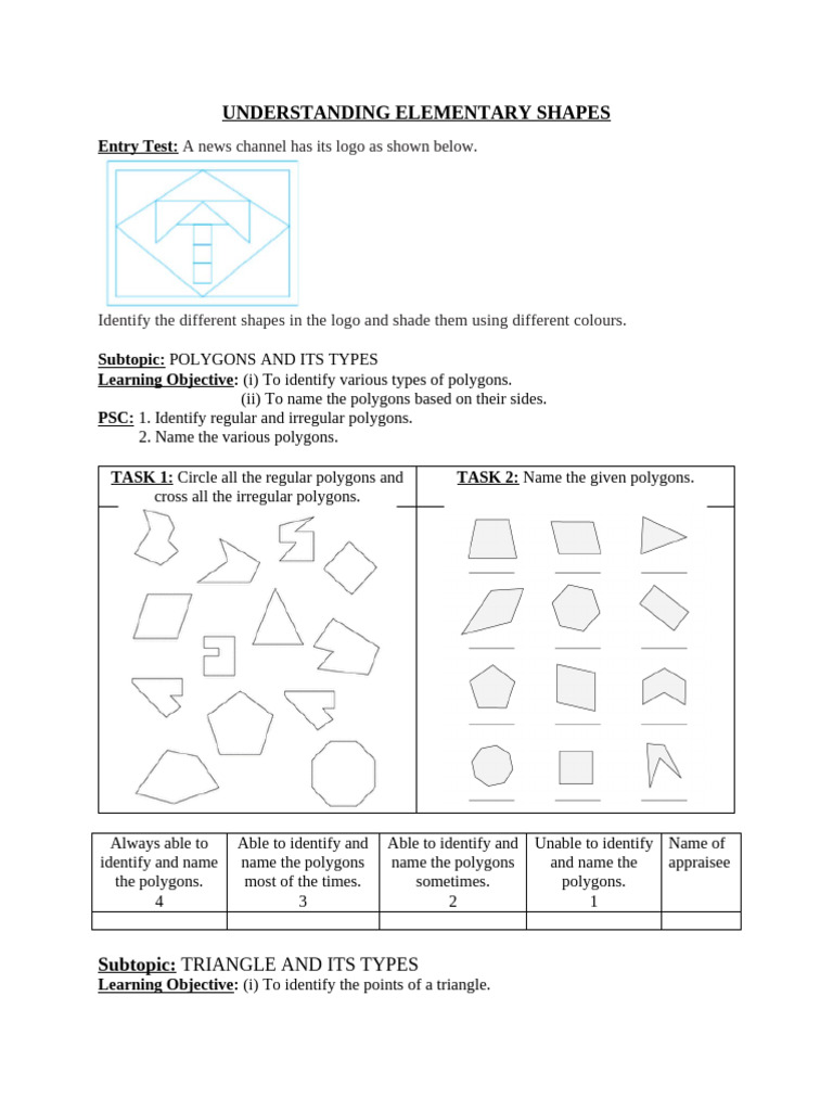 Understanding Elementary Shapes | PDF | Circle | Triangle