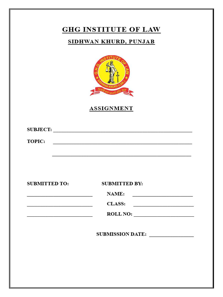 LLB Assignment Front Page | PDF