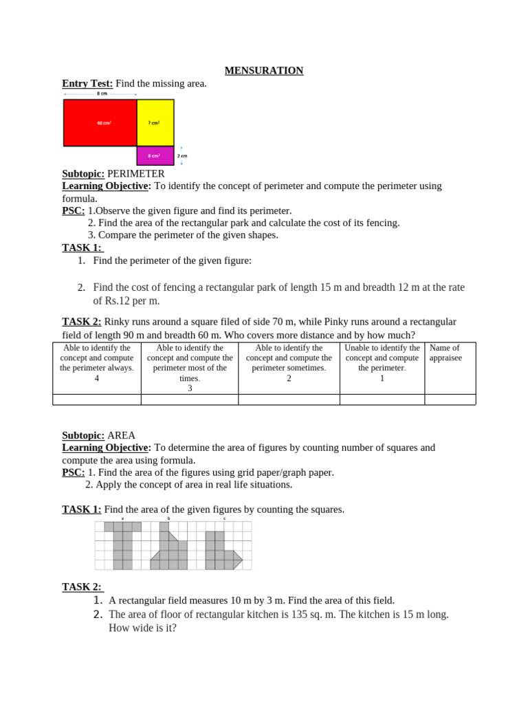 Mensuration | PDF | Area | Length