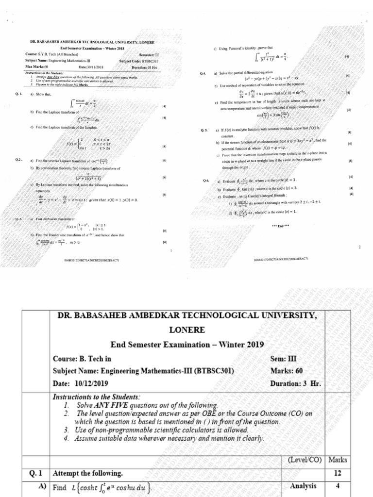 Engineering Mathematics III ALL PYQ (Pran Tehare) | PDF