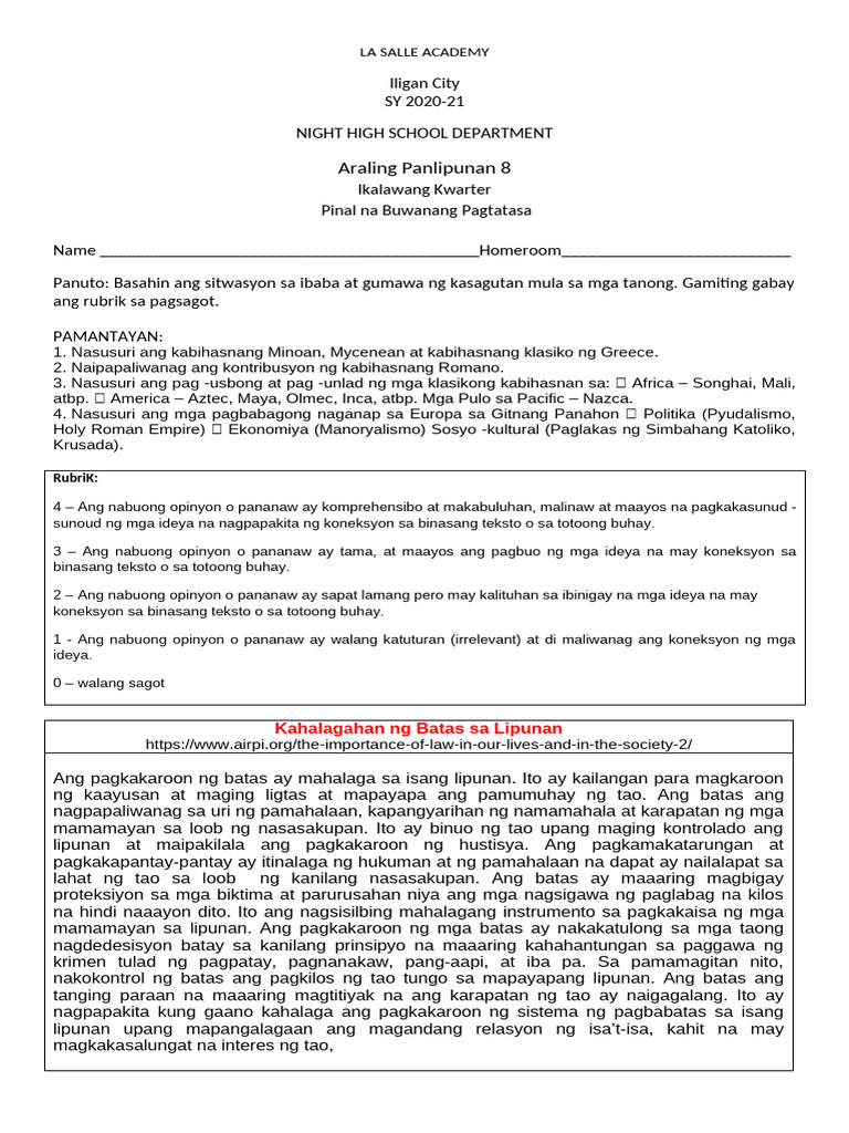 g8 2nd Quarter Assessment | PDF