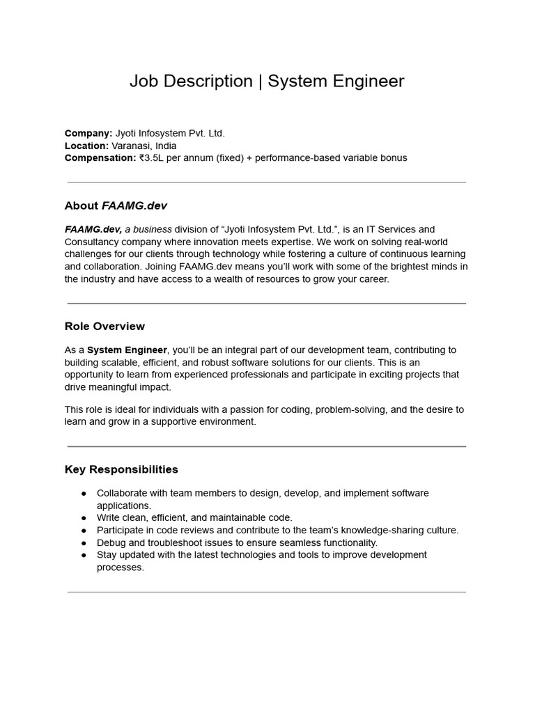 Job Description - Software Developer | PDF | Computer Programming | Software