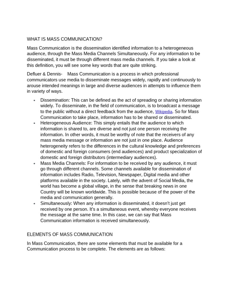 What Is Mass Communication | PDF | Communication | Mass Media