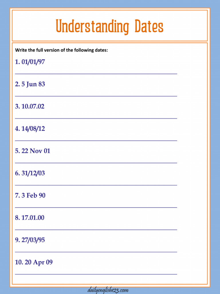 understanding dates | PDF