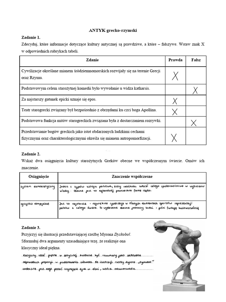 Antyk, Sprawdzian, Różne | PDF