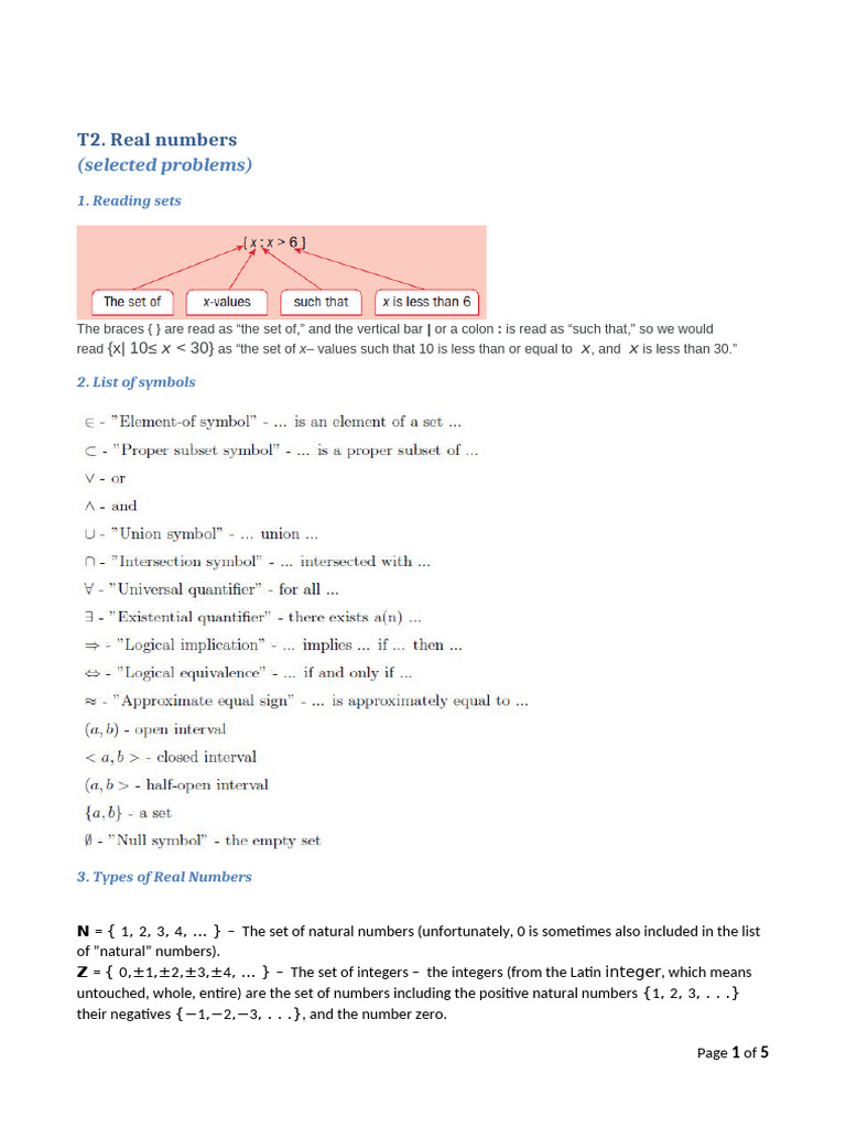 Mat 1,11 Real Numbers Theory S | PDF