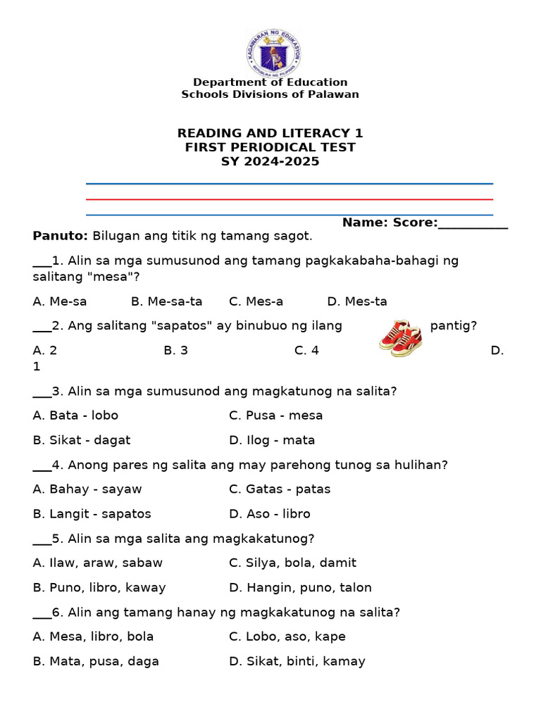 Reading Ang Literacy 1 PT Edited | PDF
