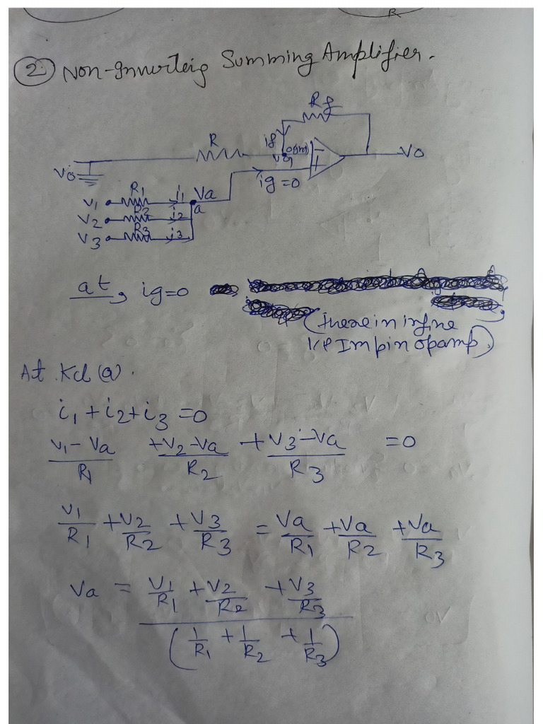 Summing Non Inverting Amplifier | PDF