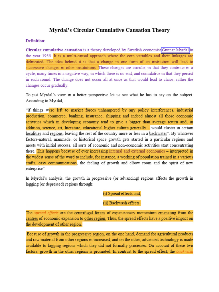 Myrdal's Theory - 4th-Sem-DJ | PDF | Political Economy | Macroeconomics