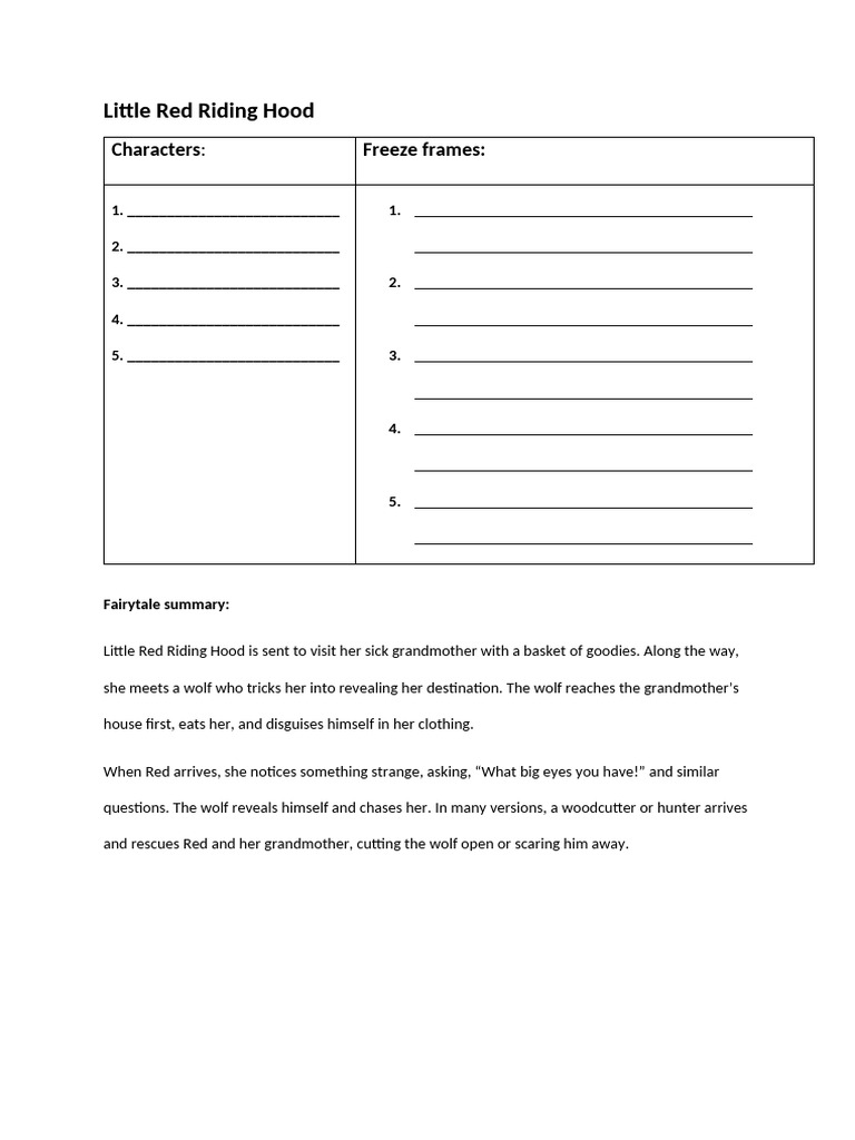 Little Red Riding Hood - Freeze Frames | PDF