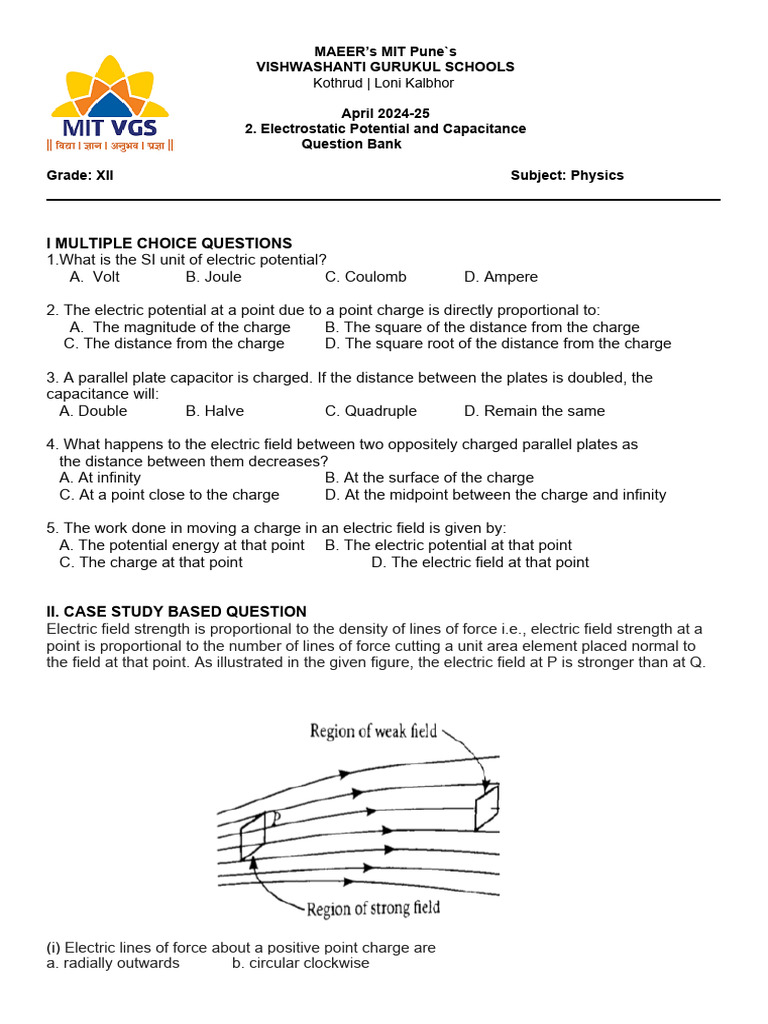 Grade - 12 - Physics - Ch-2 - Electrostatic Potential and Capacitance ...