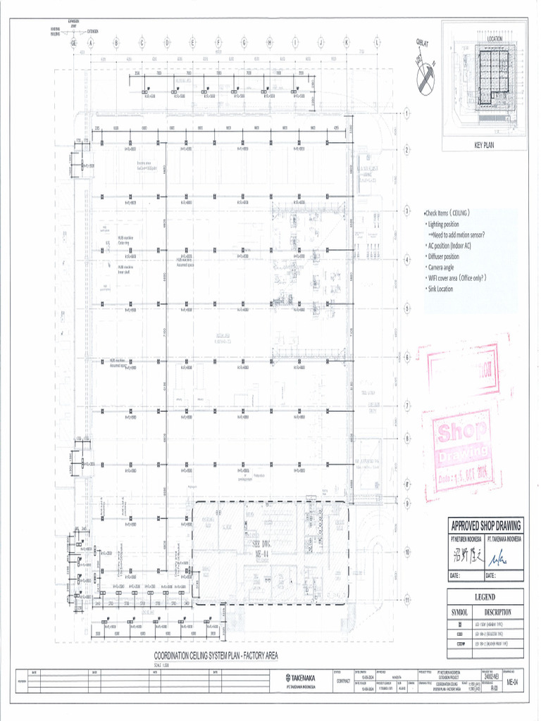 (ME-04) - Shop Drawing Coordination Ceiling System Plan - Factory Area ...