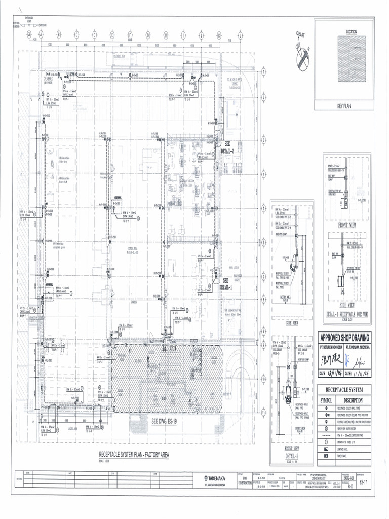 (ES-17) - Shop Drawing Receptacle System Plan - Factory Area - Neturen ...