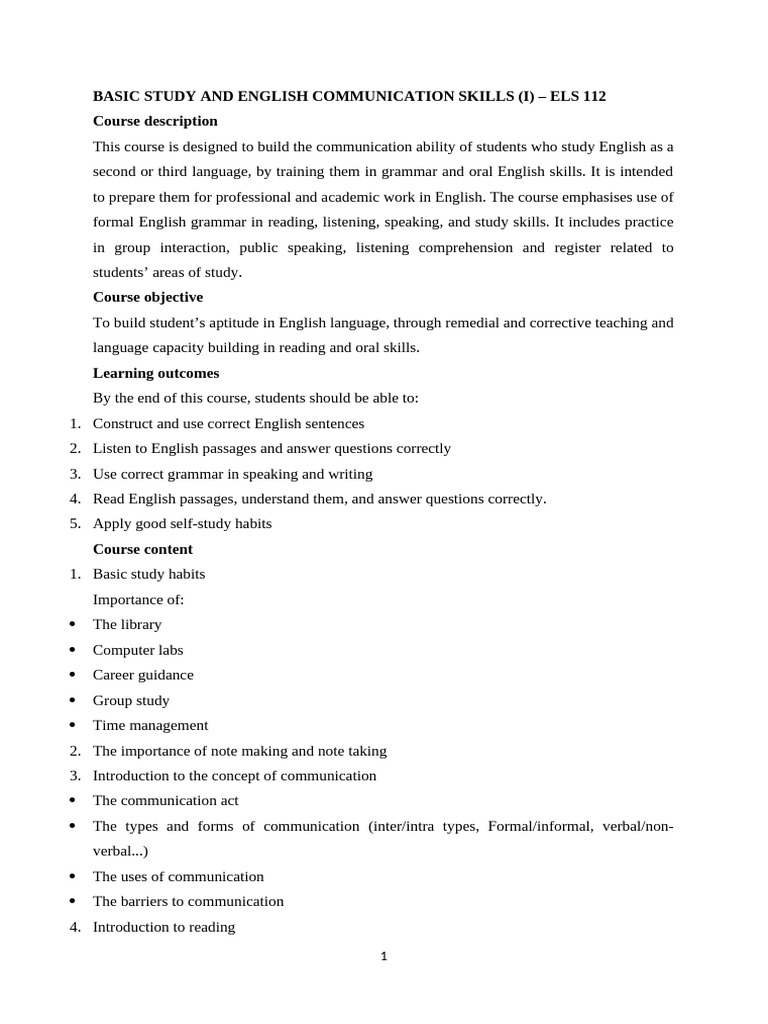 Com Skills Lecture 1 | PDF | Communication | English Language