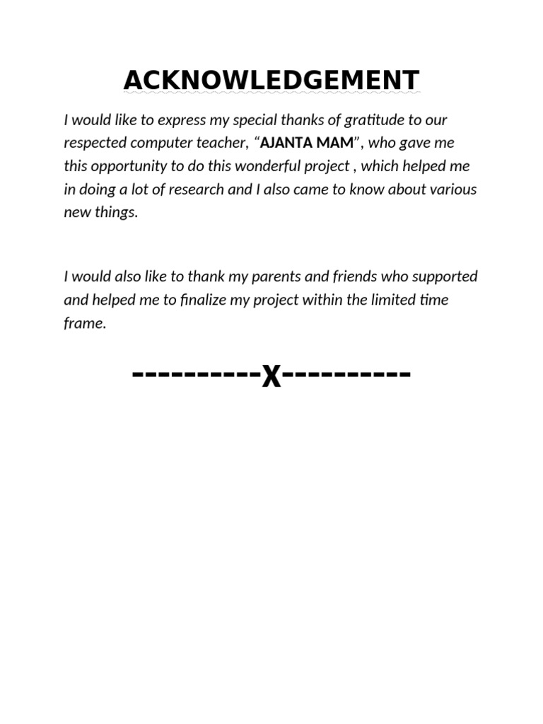 Project Acknowledgement Section | PDF