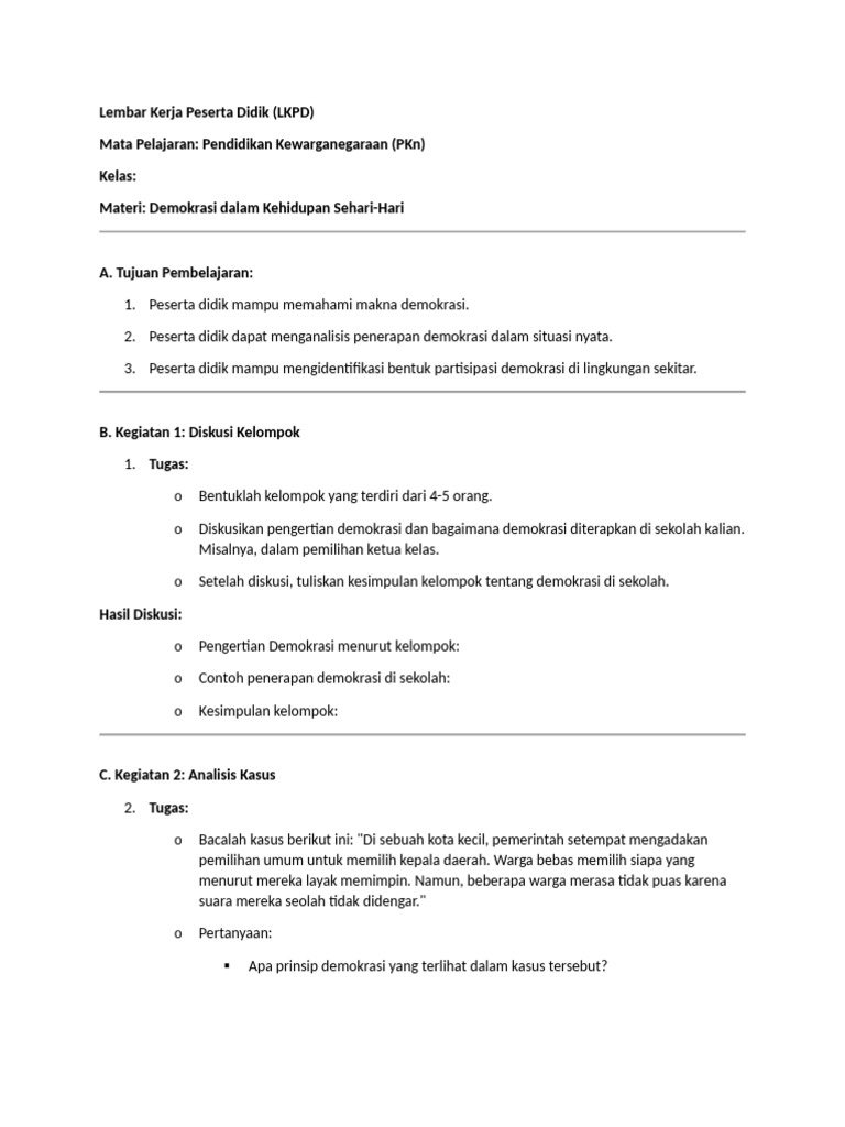 LKPD Demokrasi | PDF | Sejarah