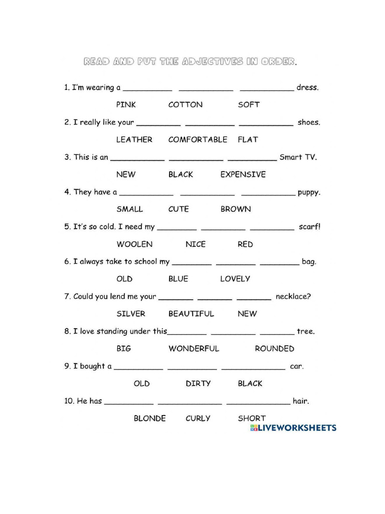 Adjective Order 33 | PDF