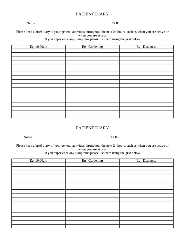 Patient Diary | PDF | Foreign Language Studies | Science & Mathematics