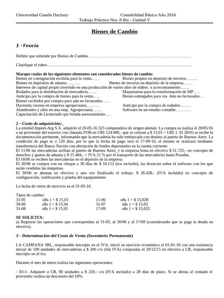 Trabajo - Practico - 8 Bis - 2016 | PDF | Business | Factura