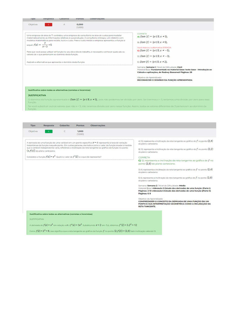 Prova Calculo I - T23 2024-1 - Gabarito | PDF