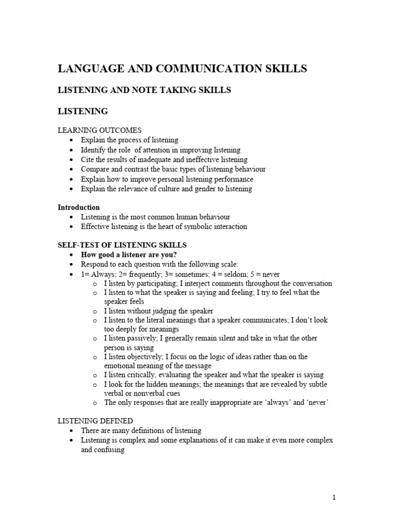 Lan Full Notes | PDF | Communication | Nonverbal Communication