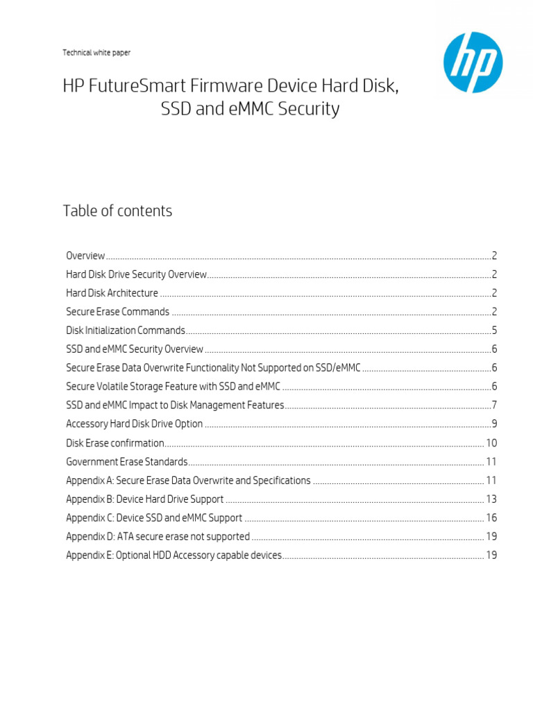 HP FutureSmart Firmware Device Hard Disk, SSD and EMMC Security | PDF | Solid State Drive | Hard ...