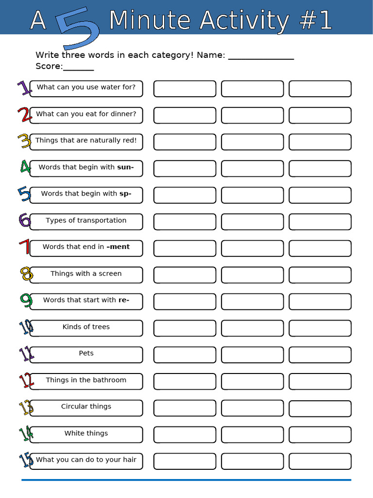 A 5 Minute Activity 1 Activities Promoting Classroom Dynamics Group ...