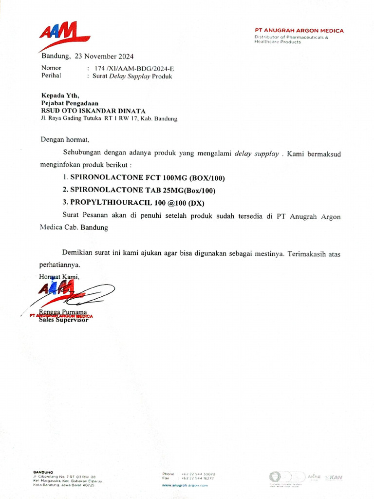 Surat Delay Supplay Produk | PDF