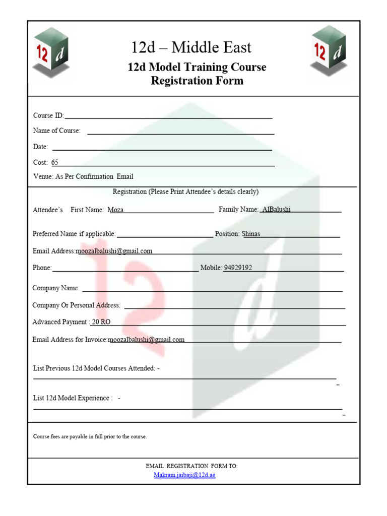 12 D Registration Form | PDF