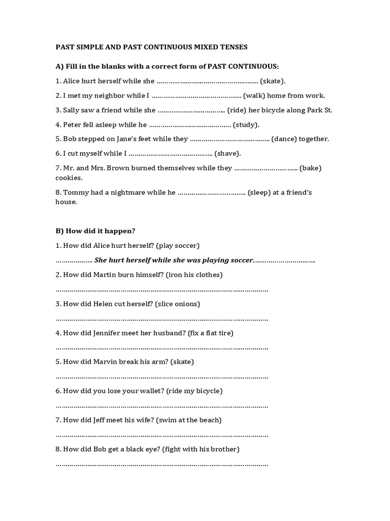 Past Simple and Past Continuous Mixed Tenses | PDF | Home & Garden