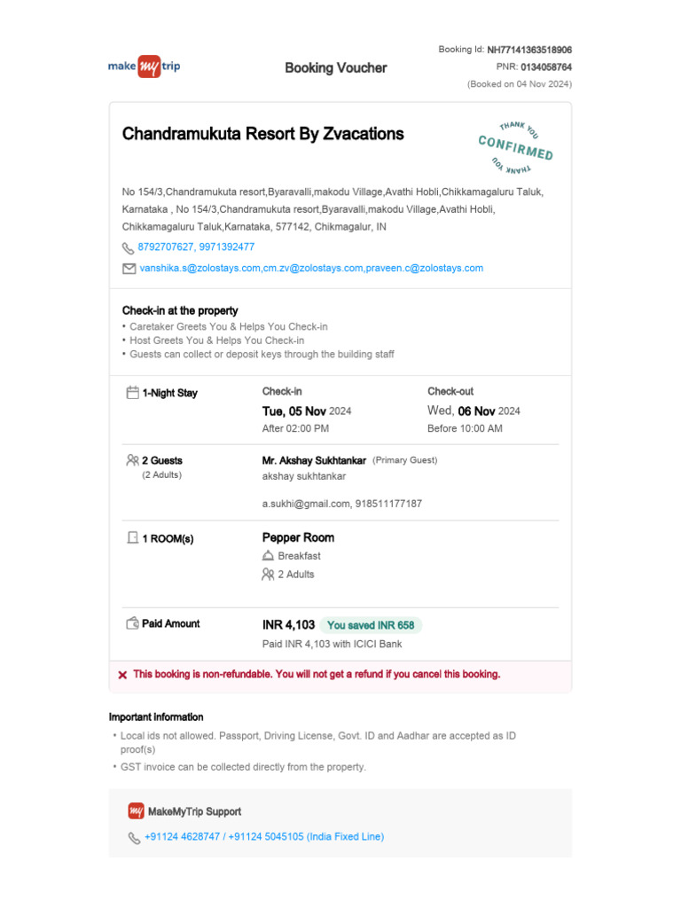 Booking Confirmation Voucher | PDF
