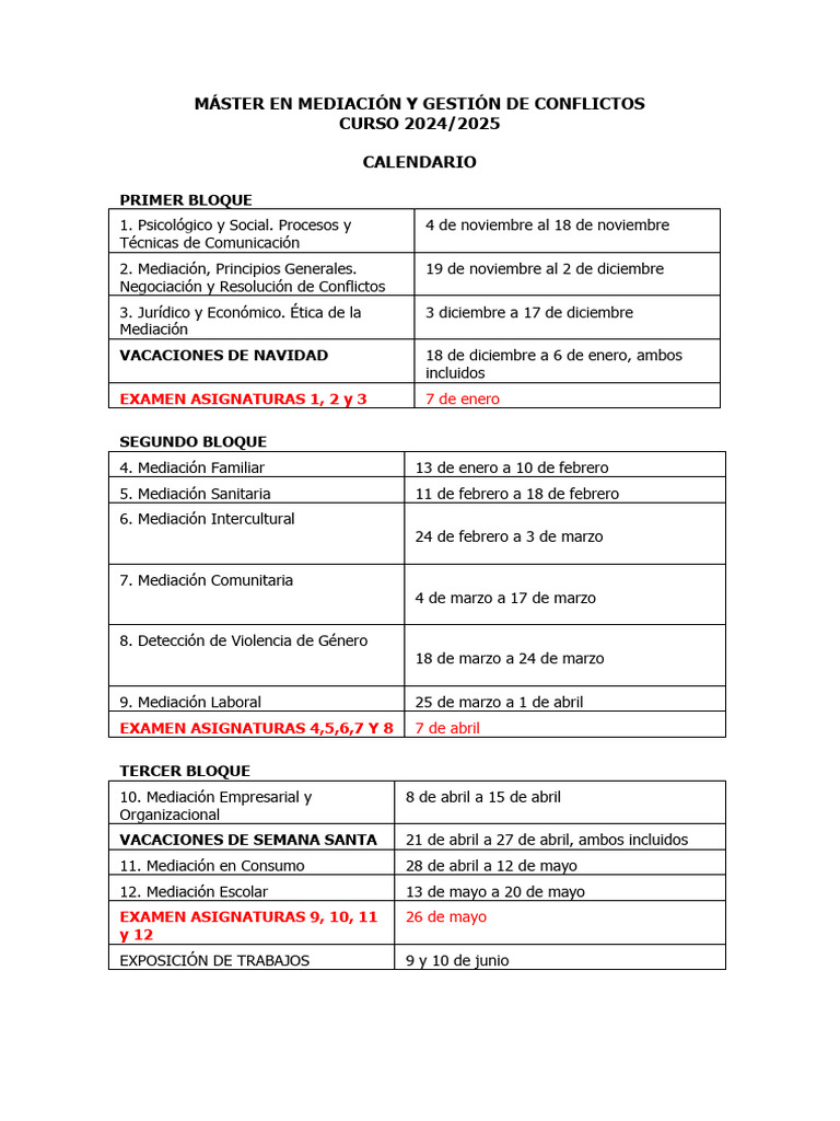 Calendario 24-25 | PDF