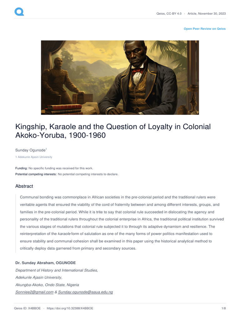 Kingship Karaole and The Question of Loyalty in Co | PDF
