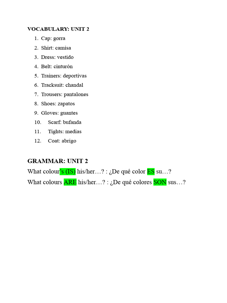 Vocabulary and Grammar - Unit 2 Incredible 3 | PDF