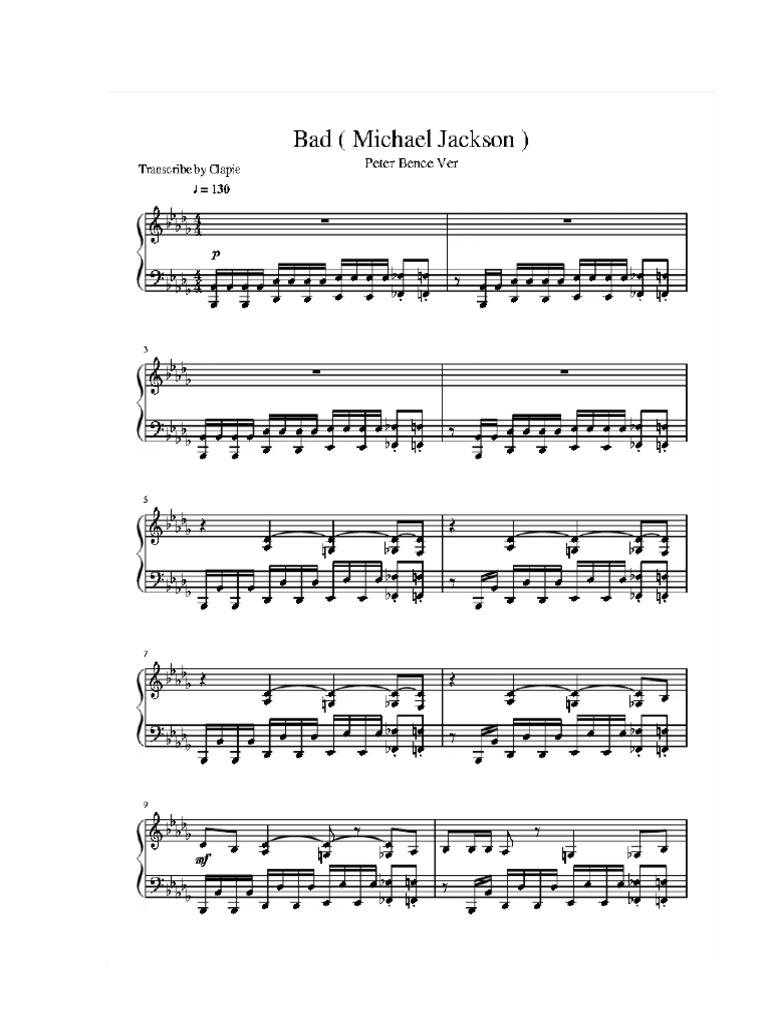 BAD Michael Jackson (Piano) | PDF