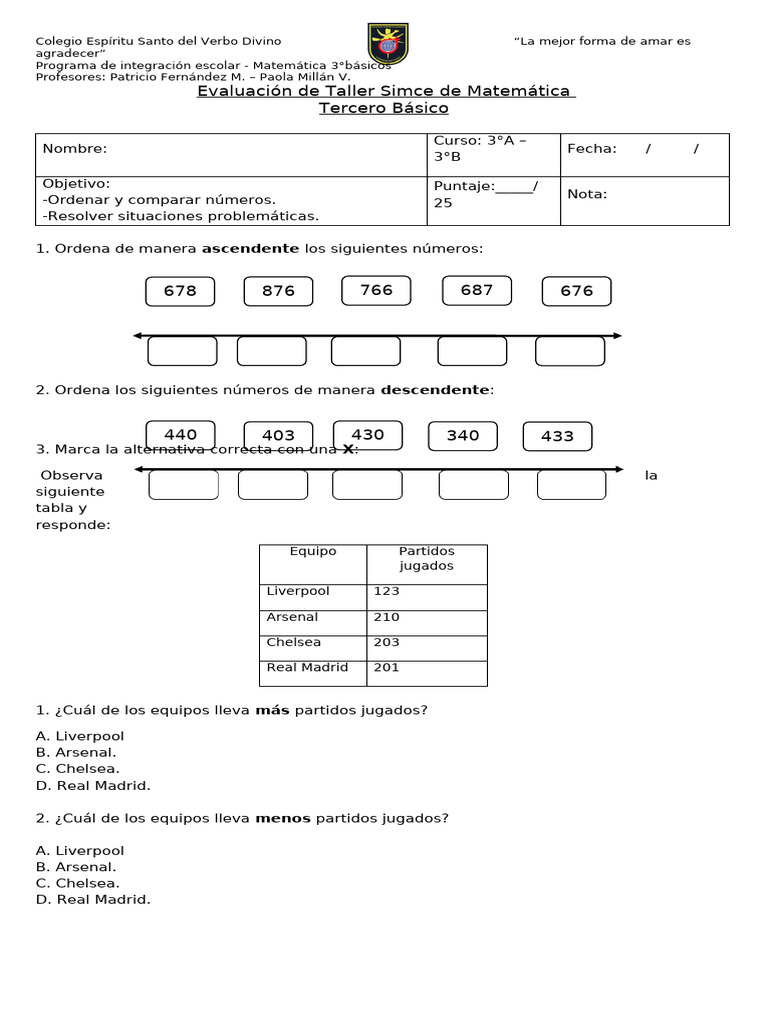 Prueba 3 Simce Mat | PDF