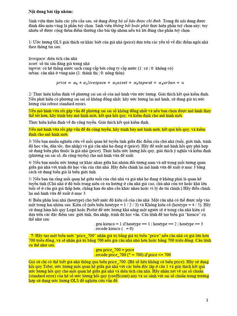 Đề Bài Tập Nhóm KTL | PDF